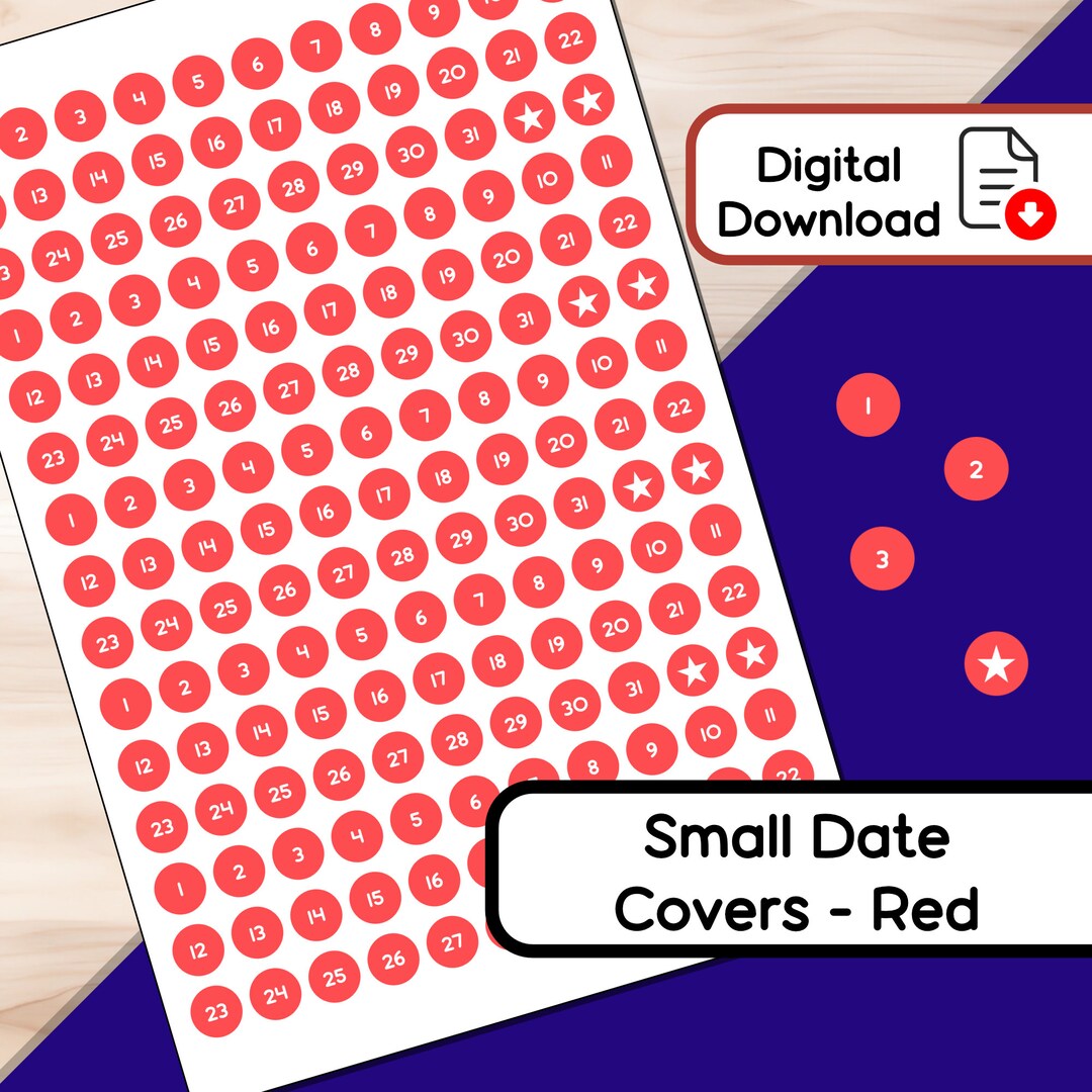 Small Red Date Cover Dots 99 Stickers Instant Download - Etsy