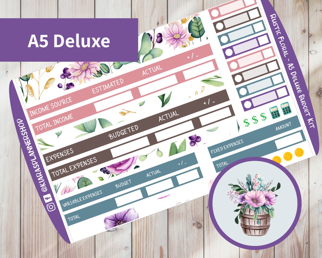 DELUXE A5 BUDGET - Rustic Floral Printable Monthly Budget Kit (RFA5BK ...