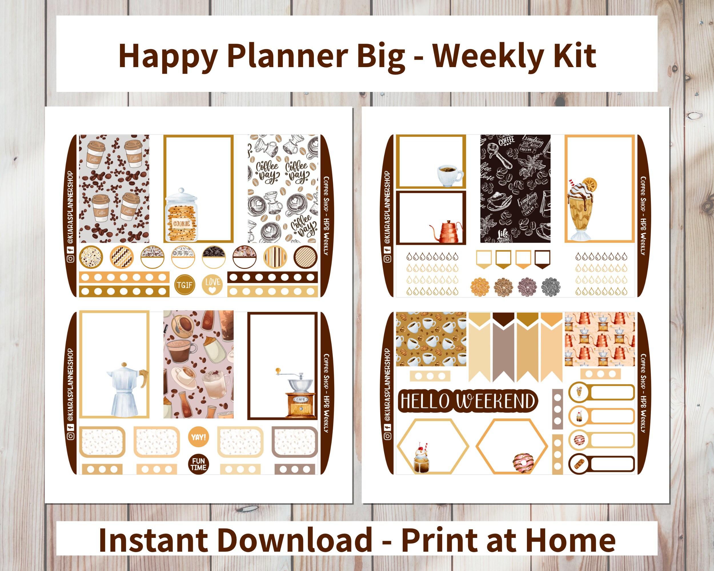 Coffee Shop Printable Weekly Sticker Kit for Happy Planner - Etsy
