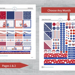 Stars and Stripes - Printable Monthly Sticker Kit for Happy Planner ...
