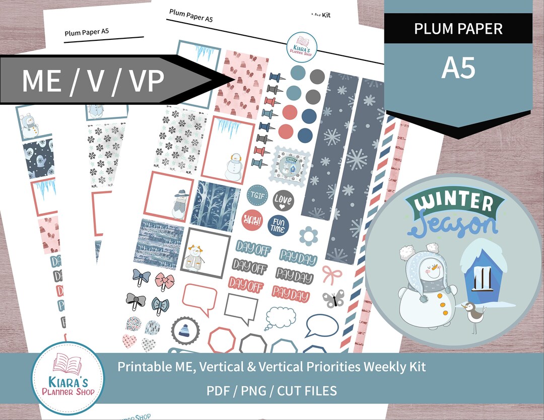 Winter Season Printable Weekly me/vertical/vertical Priorities Sticker ...