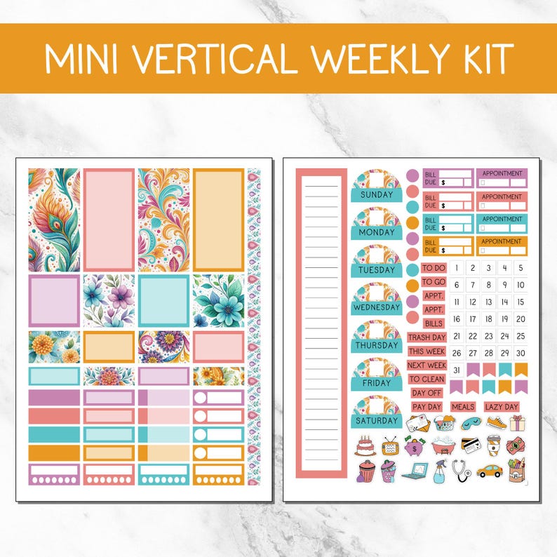 KIT 209 | Paisley Bloom - Happy Planner Mini Weekly Bundle | Vertical ...