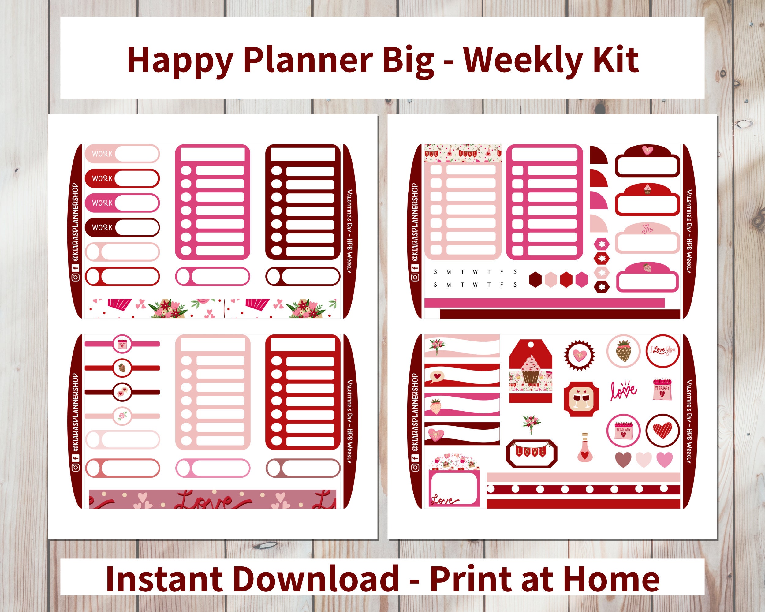 Valentine's Day Printable Weekly Sticker Kit for Happy Planner BIG ...
