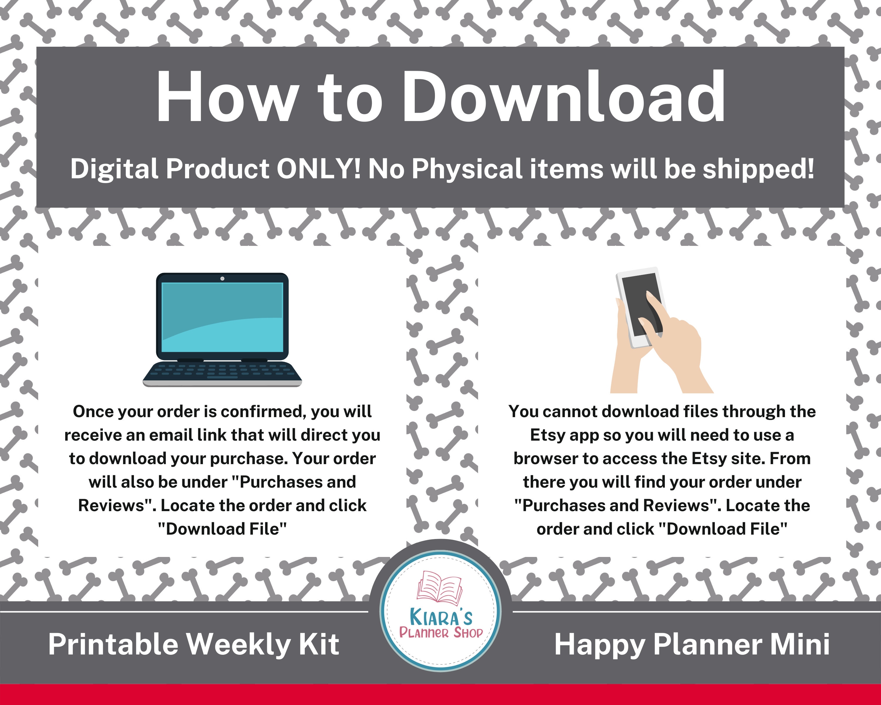 Cute Dogs Printable Weekly Sticker Kit for Happy Planner Mini CDHPMW 4 ...