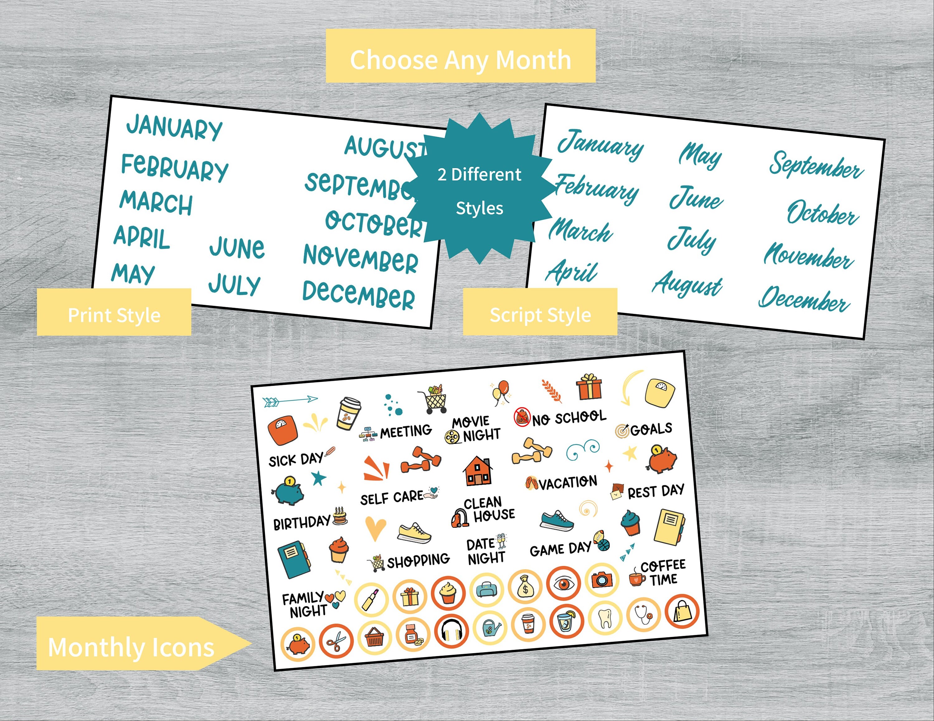 Summer Vacation Printable Monthly Sticker Kit for Happy Planner BIG ...