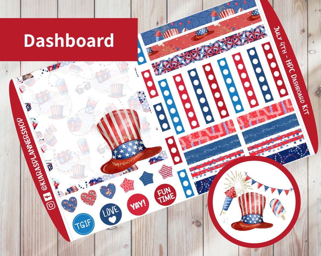 July 4th - Printable Weekly Dashboard Sticker Kit for Happy Planner ...
