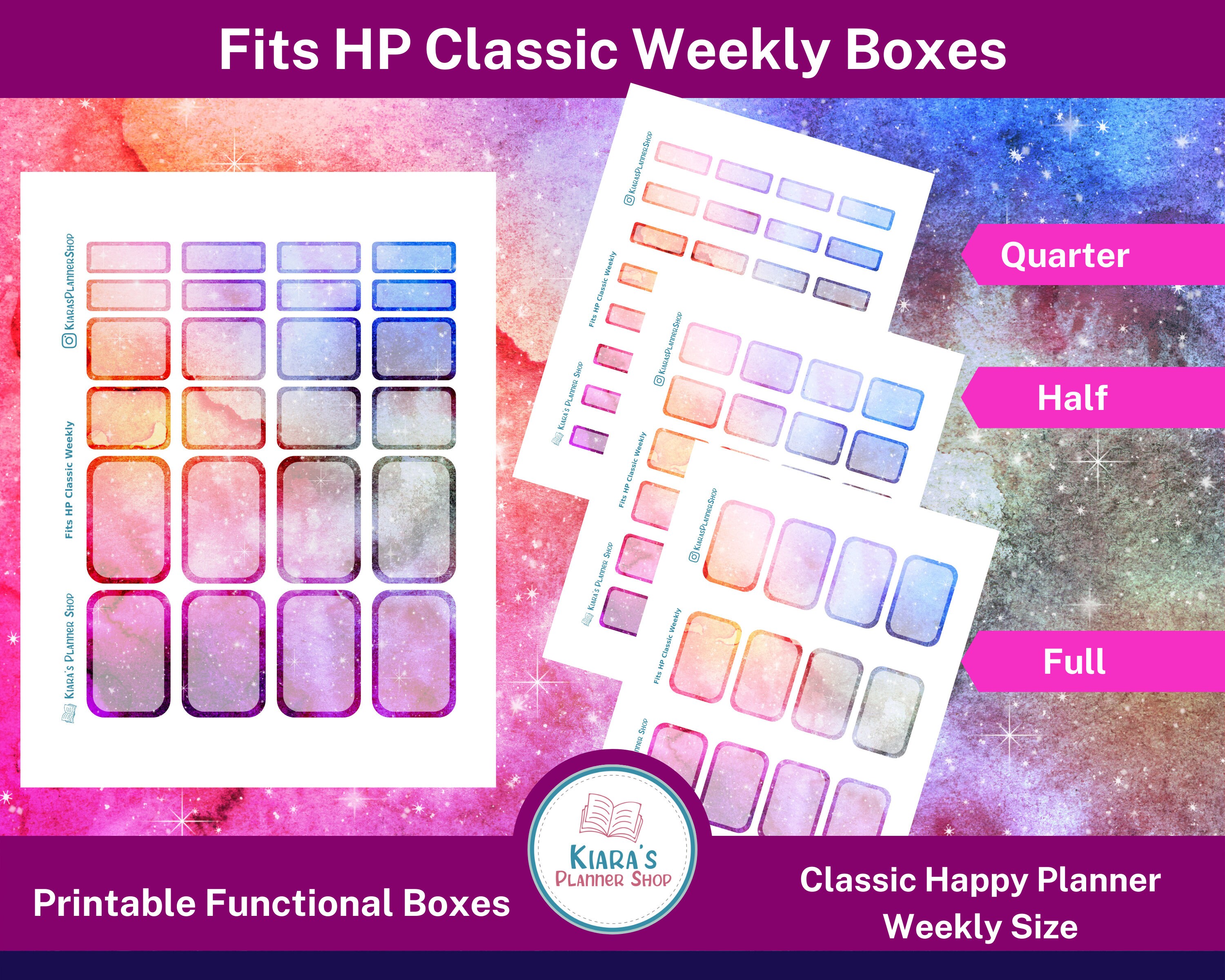 Galaxy Shaded Boxes for Happy Planner Classic Weekly - Printable ...