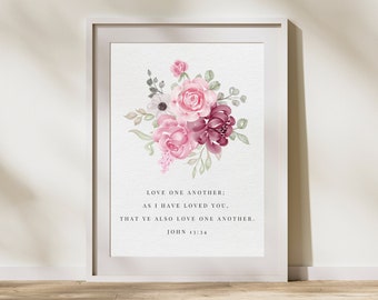 Philippians 4:13 KJV Bible Verse Wall Art, Floral Christian Decor ...