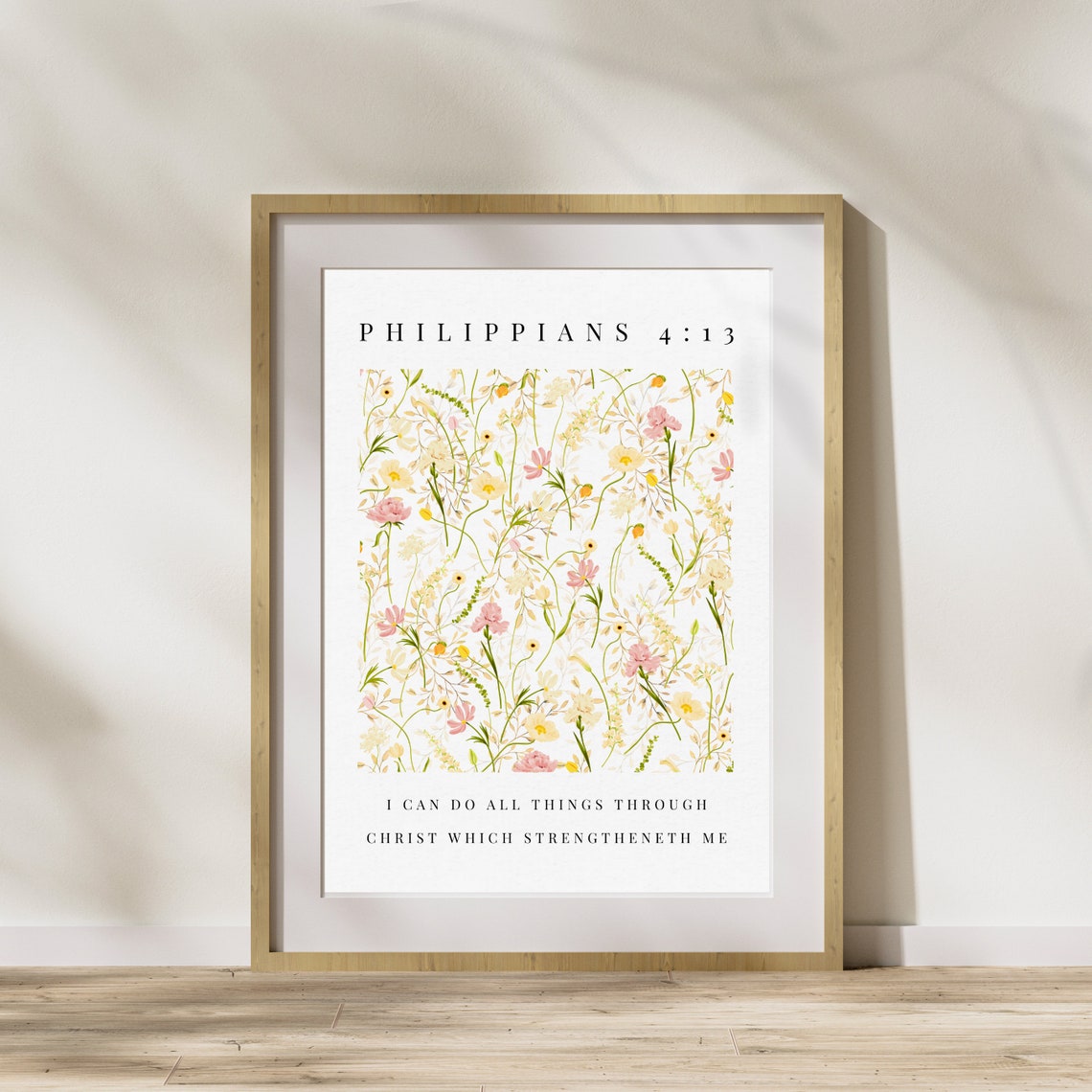 Philippians 4:13 KJV Bible Verse Wall Art, Floral Christian Decor ...