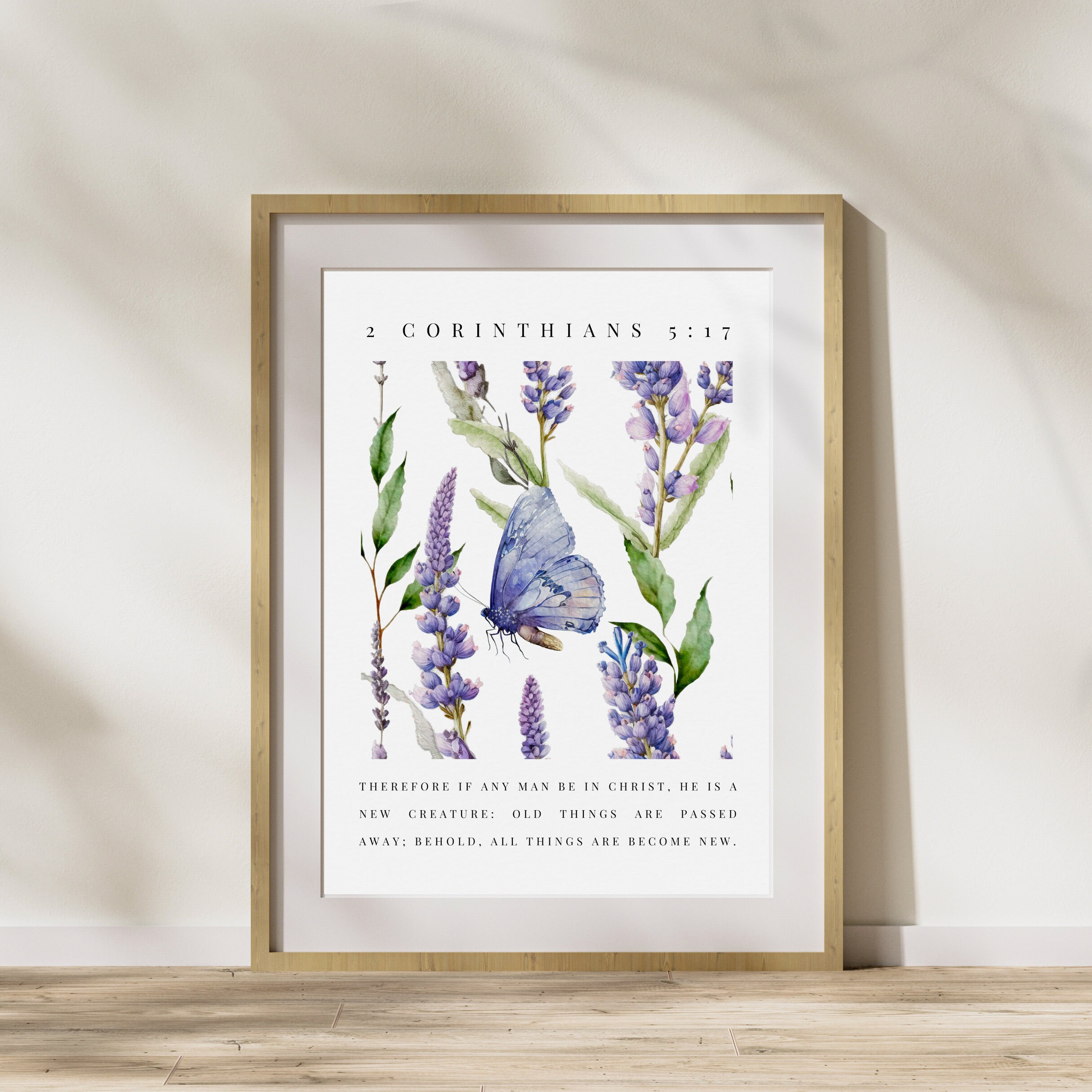 2 Corinthians 5:17 KJV Bible Verse Wall Art, Floral Christian Decor ...