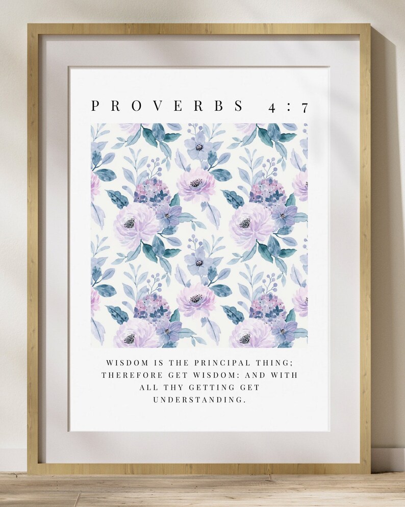 Proverbs 4:7 KJV Bible Verse Wall Art, Floral Christian Decor, Living ...