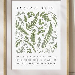 Isaiah 26:3 KJV Bible Verse Wall Art, Floral Christian Decor, Living ...