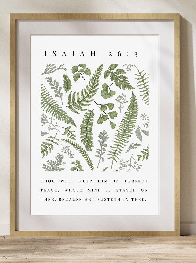 Isaiah 26:3 KJV Bible Verse Wall Art, Floral Christian Decor, Living ...