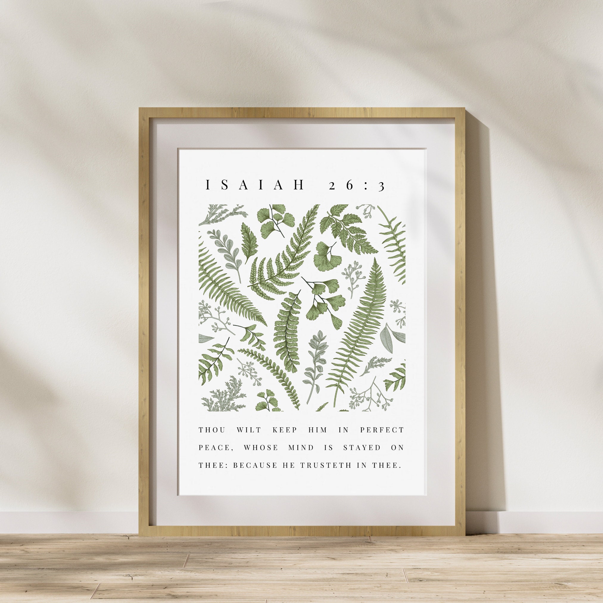 Isaiah 26:3 KJV Bible Verse Wall Art, Floral Christian Decor, Living ...