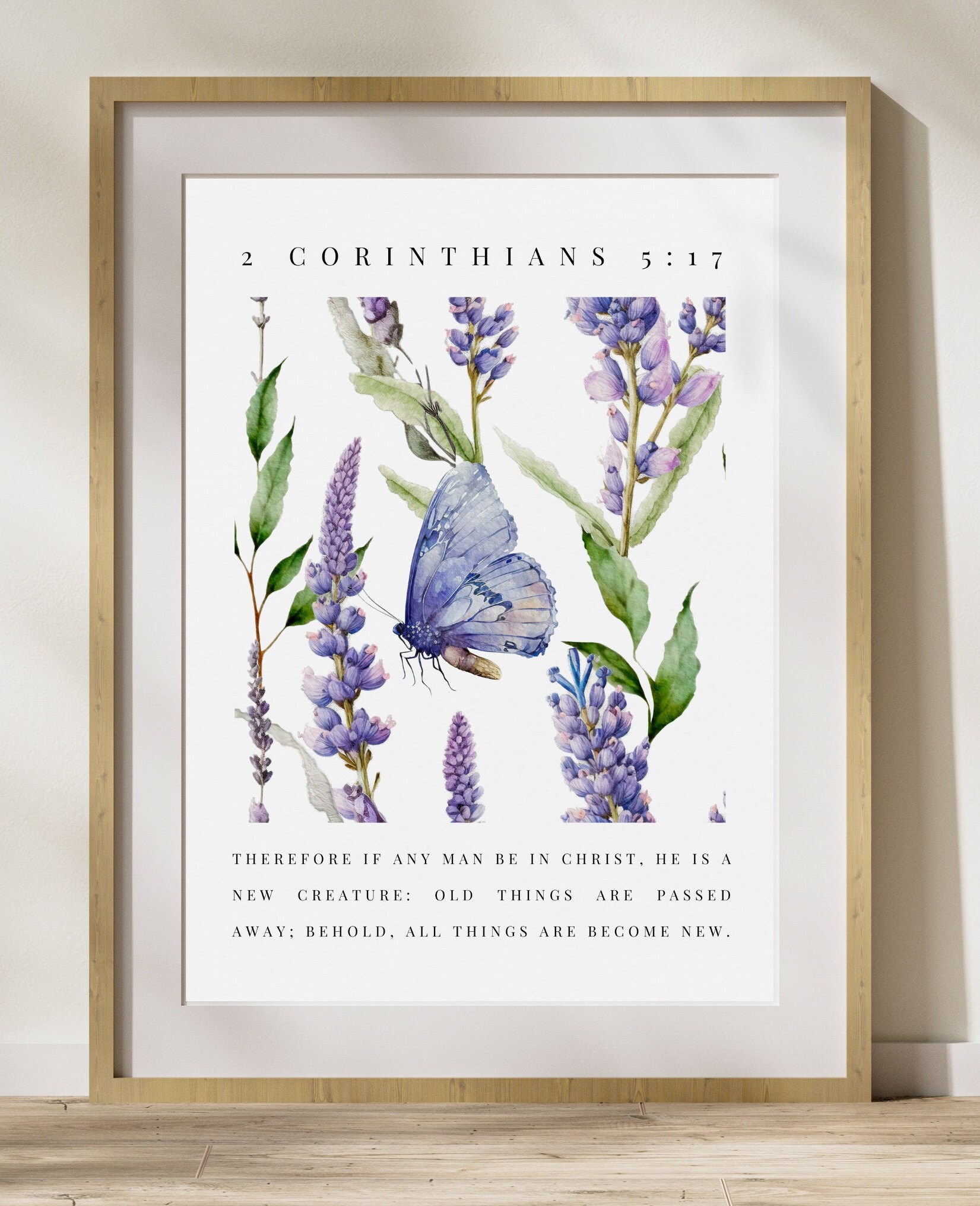 2 Corinthians 5:17 KJV Bible Verse Wall Art, Floral Christian Decor ...