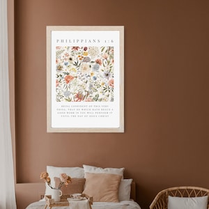 Philippians 1:6 KJV Bible Verse Wall Art, Floral Christian Decor ...