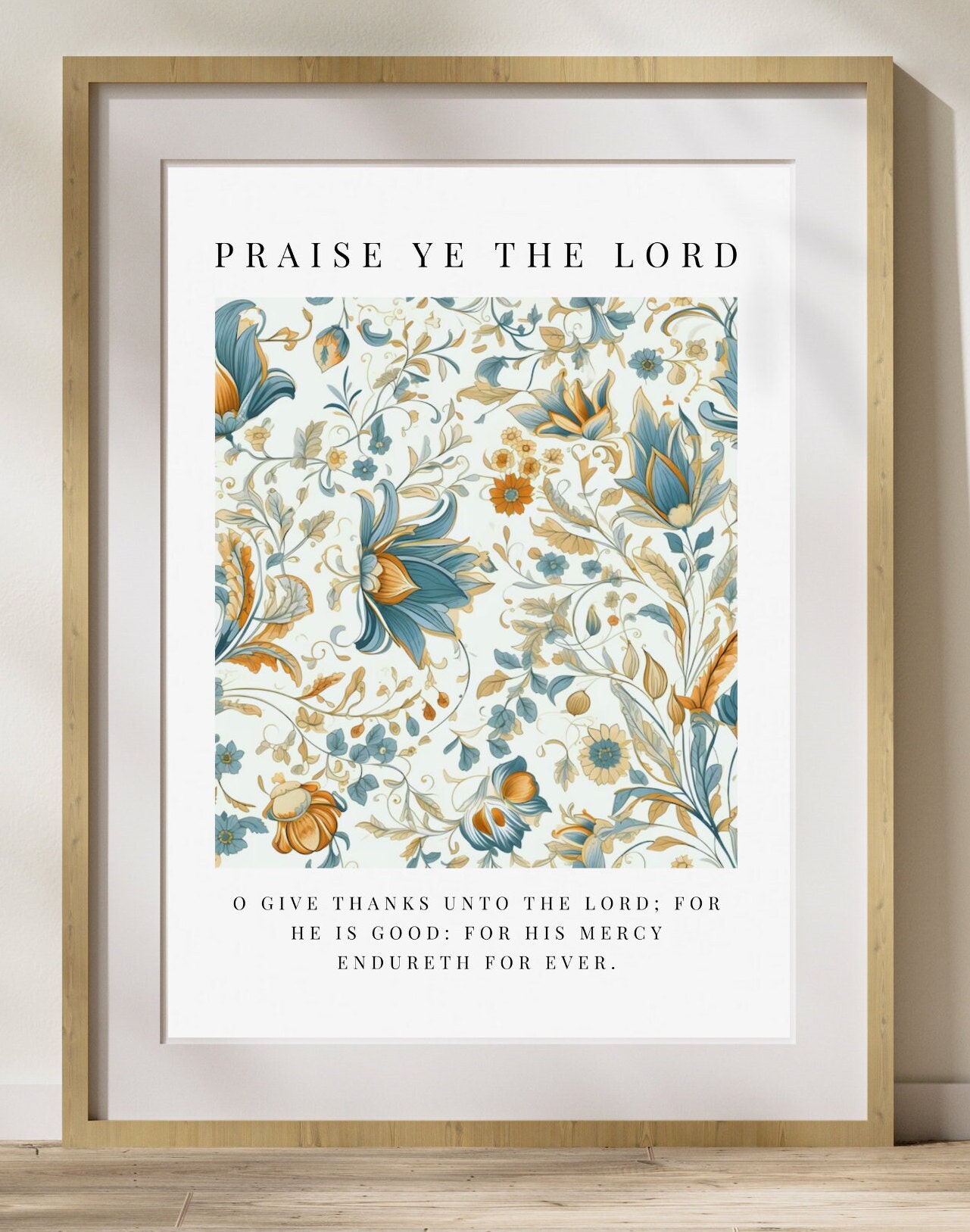 Psalm 106:1 KJV Bible Verse Wall Art, Floral Christian Decor, Living ...