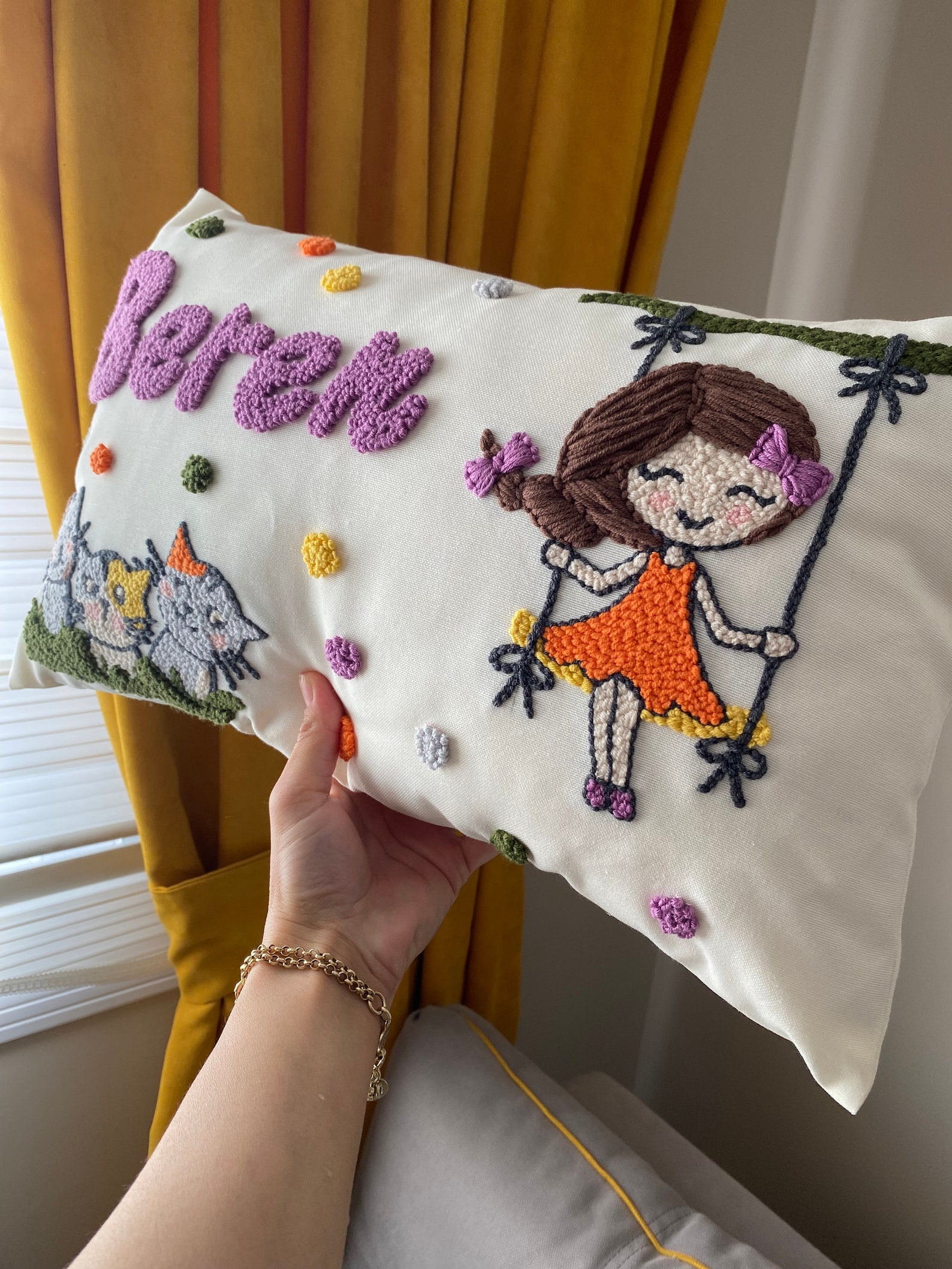 Personalized Name Punch Needle Pillow, Name Pillow, Personalized Pillow ...