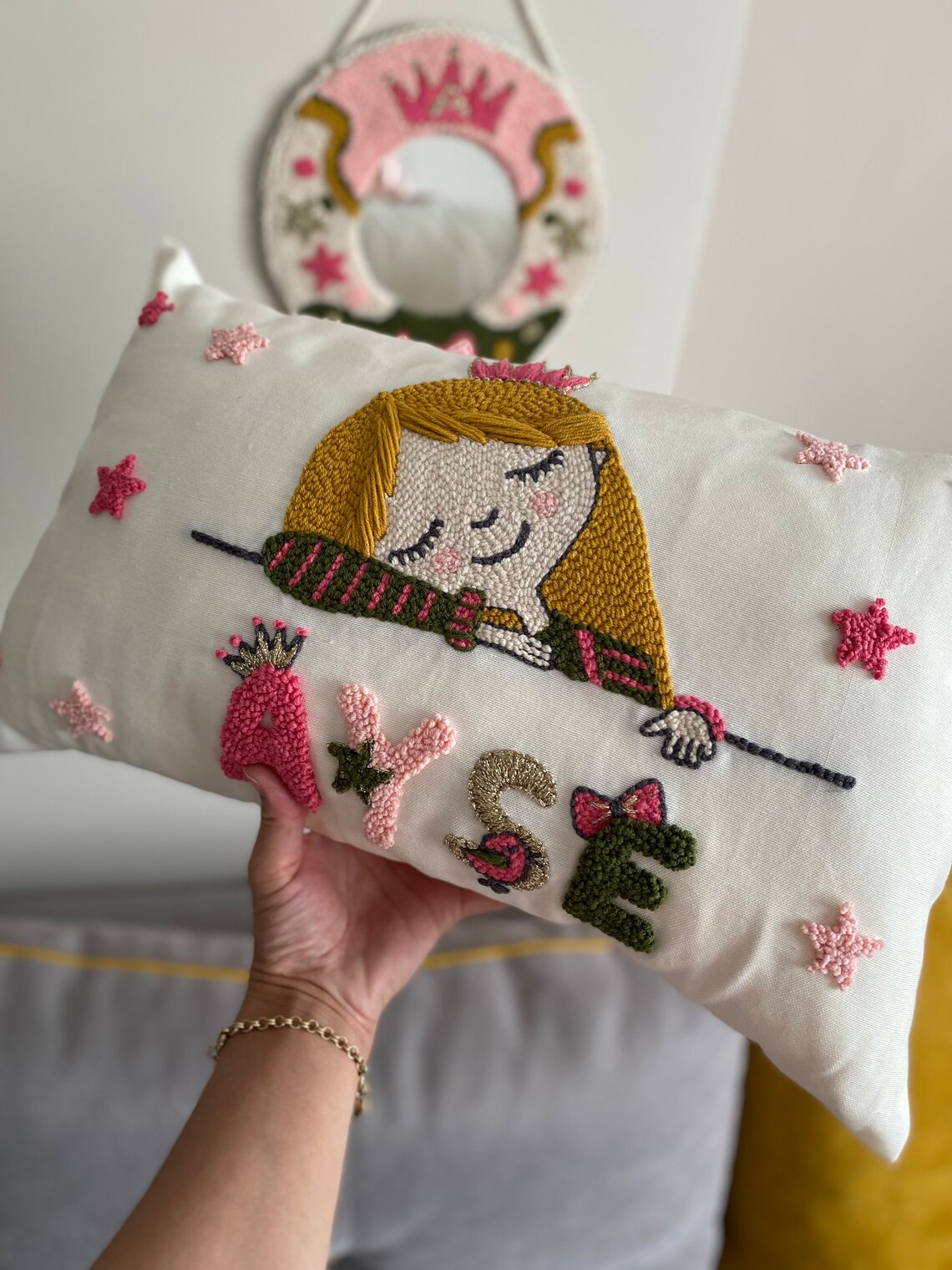 Personalized Name Punch Needle Pillow, Name Pillow, Personalized Pillow ...