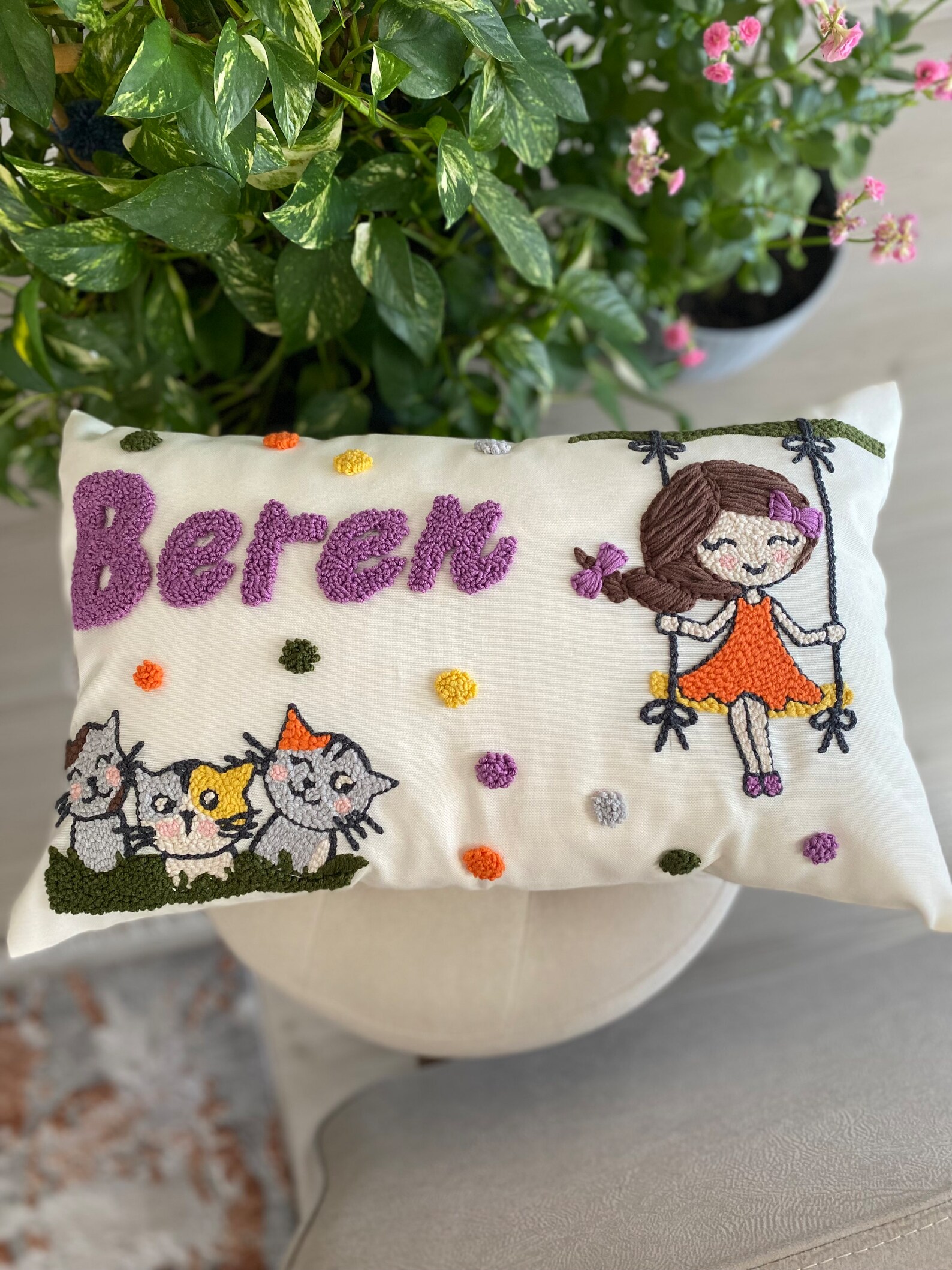 Personalized Name Punch Needle Pillow, Name Pillow, Personalized Pillow ...