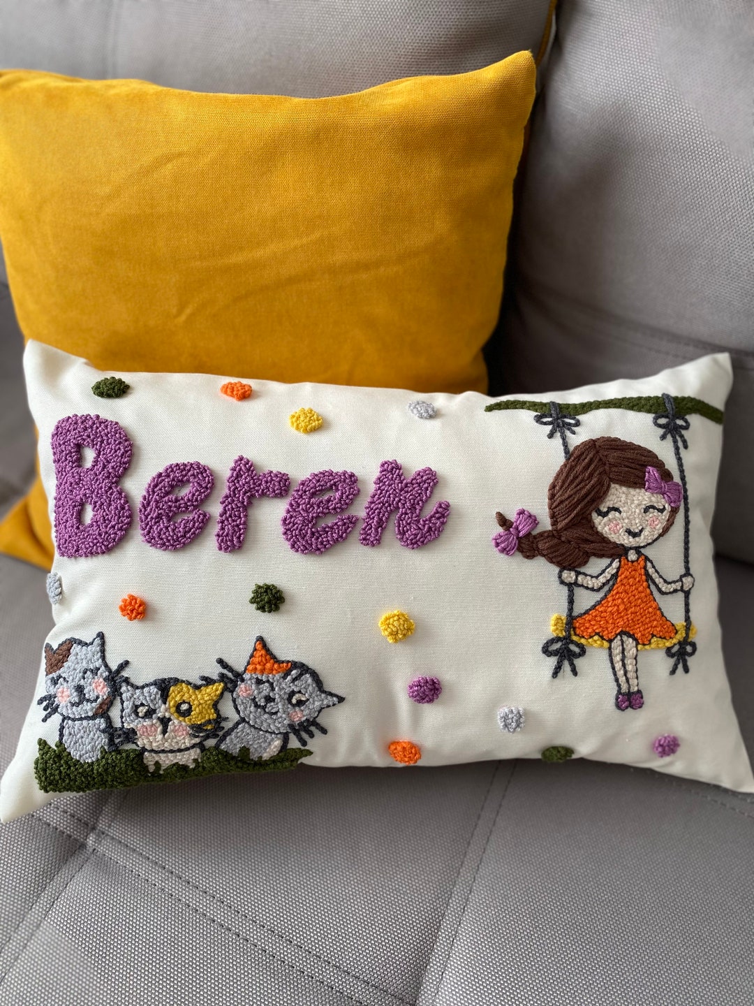 Personalized Name Punch Needle Pillow, Name Pillow, Personalized Pillow ...