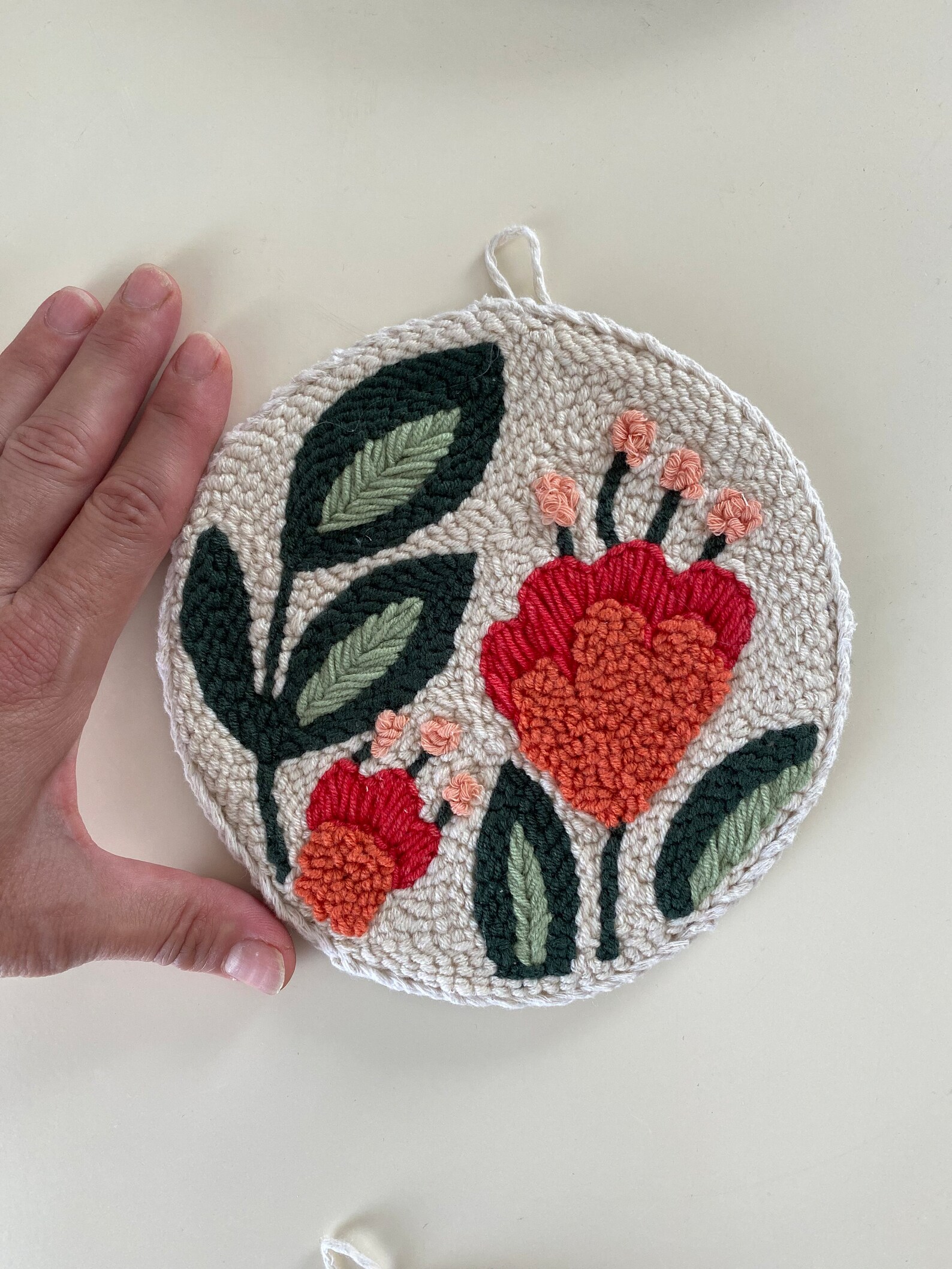Flowers&blue Bird Punch Needle Wall Hanging.tufted Wall Decor.wall ...