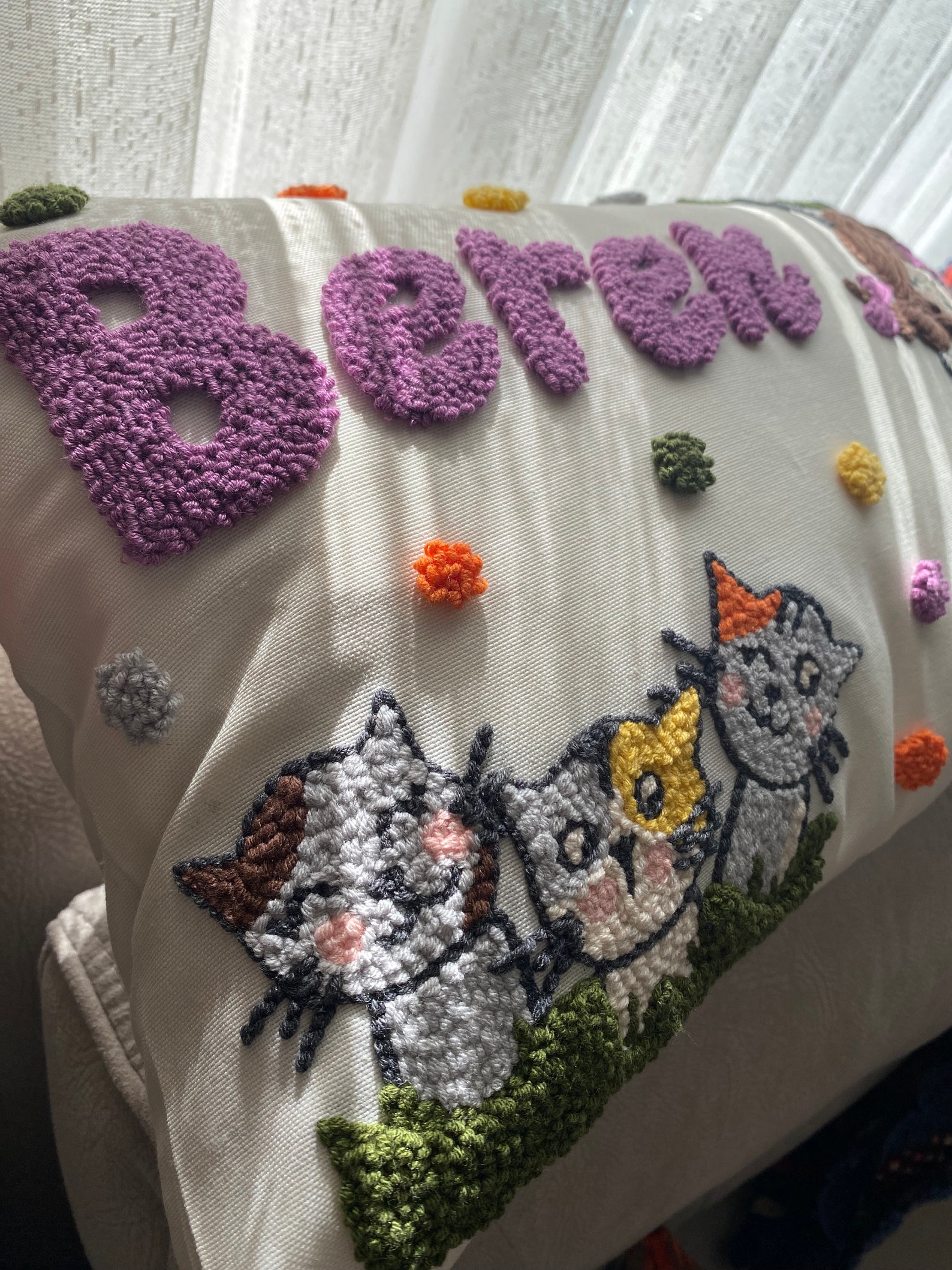 Personalized Name Punch Needle Pillow, Name Pillow, Personalized Pillow ...