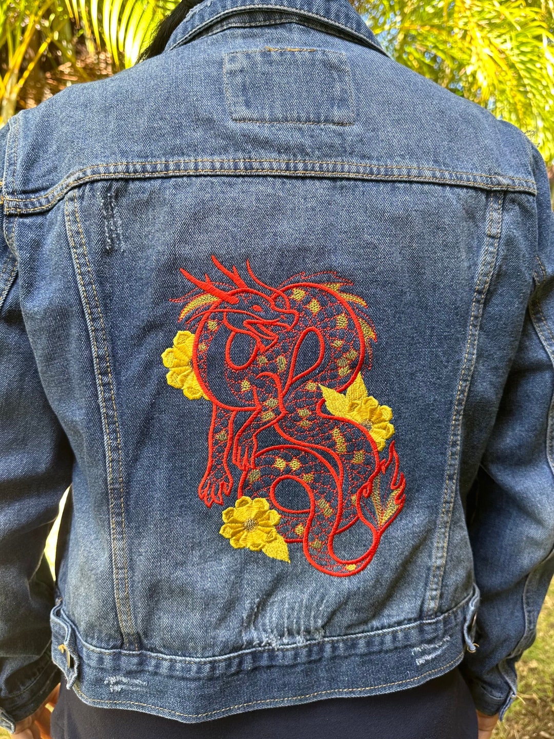 Dragon Jacket Embroidered Dragon Denim Jacket Dragon Embroidery Jean ...