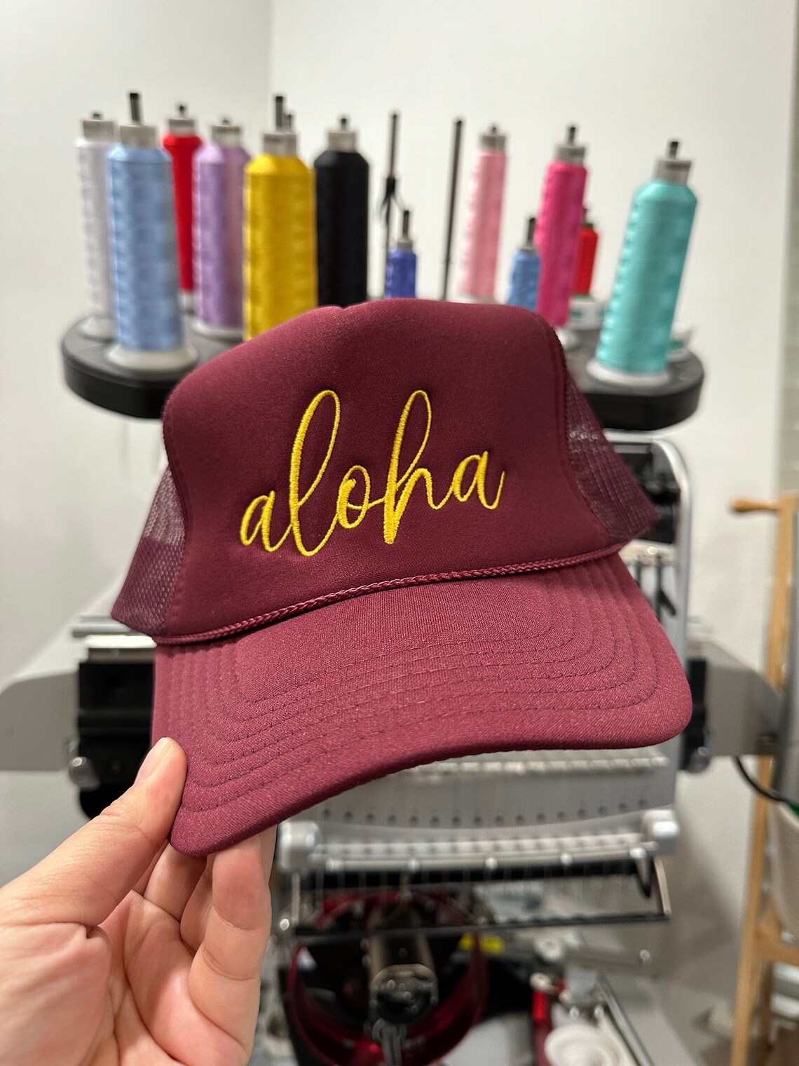 Aloha Foam Trucker Hat Cursive Aloha Trucker Hat Aloha Foam Cap Trucker ...