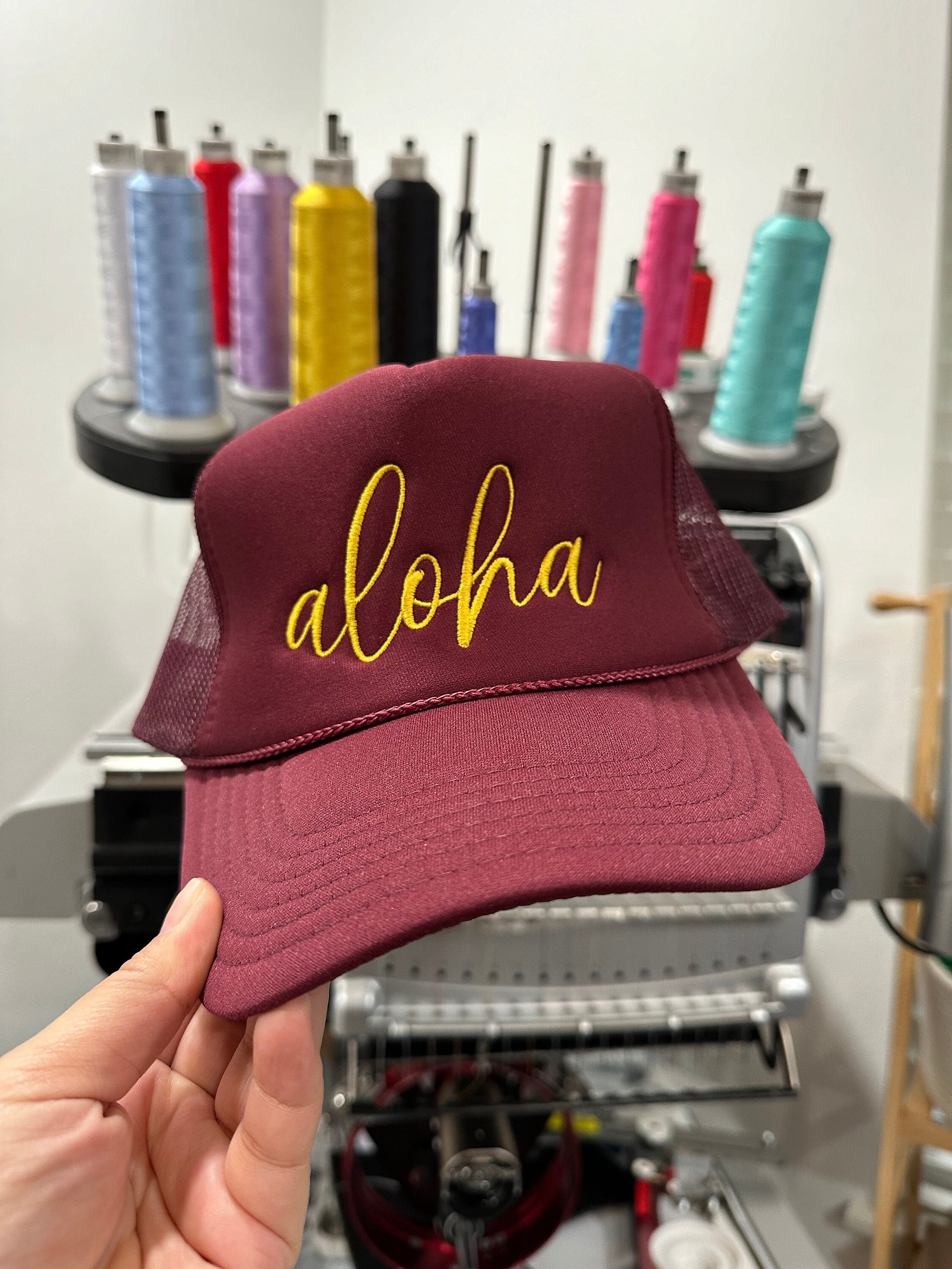 Aloha Foam Trucker Hat Cursive Aloha Trucker Hat Aloha Foam Cap Trucker ...