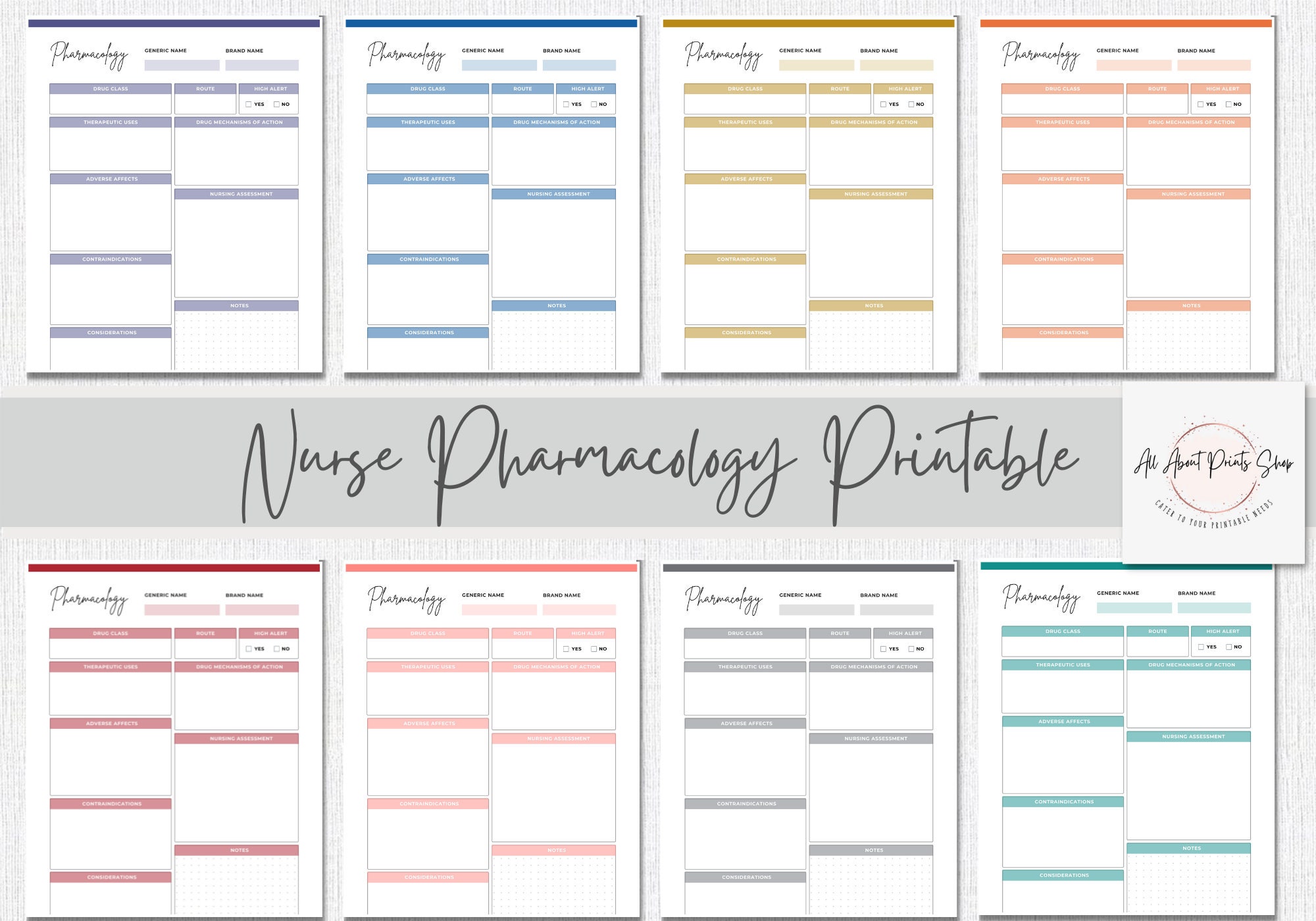 Printable Pharmacology Template Nursing Student Resource - Etsy Australia