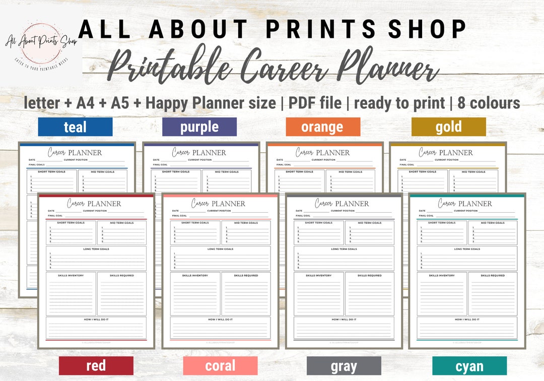 Career Planner Printable, Job Goal Setting, Career Change | Ready to ...