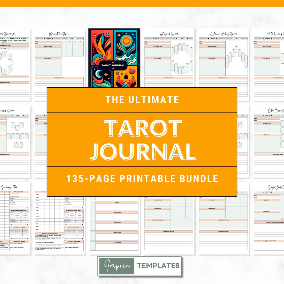 Tarot Journal Printable Comprehensive Daily Card Reading Tarot Spreads ...