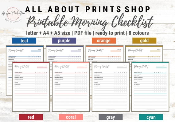 Printable Morning Checklist Day Organizer Daily Routine to Do | Etsy