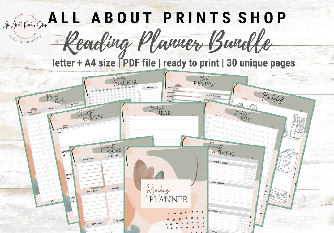 Printable Reading Planner Bundle | Reading Journal Log Book | Book ...