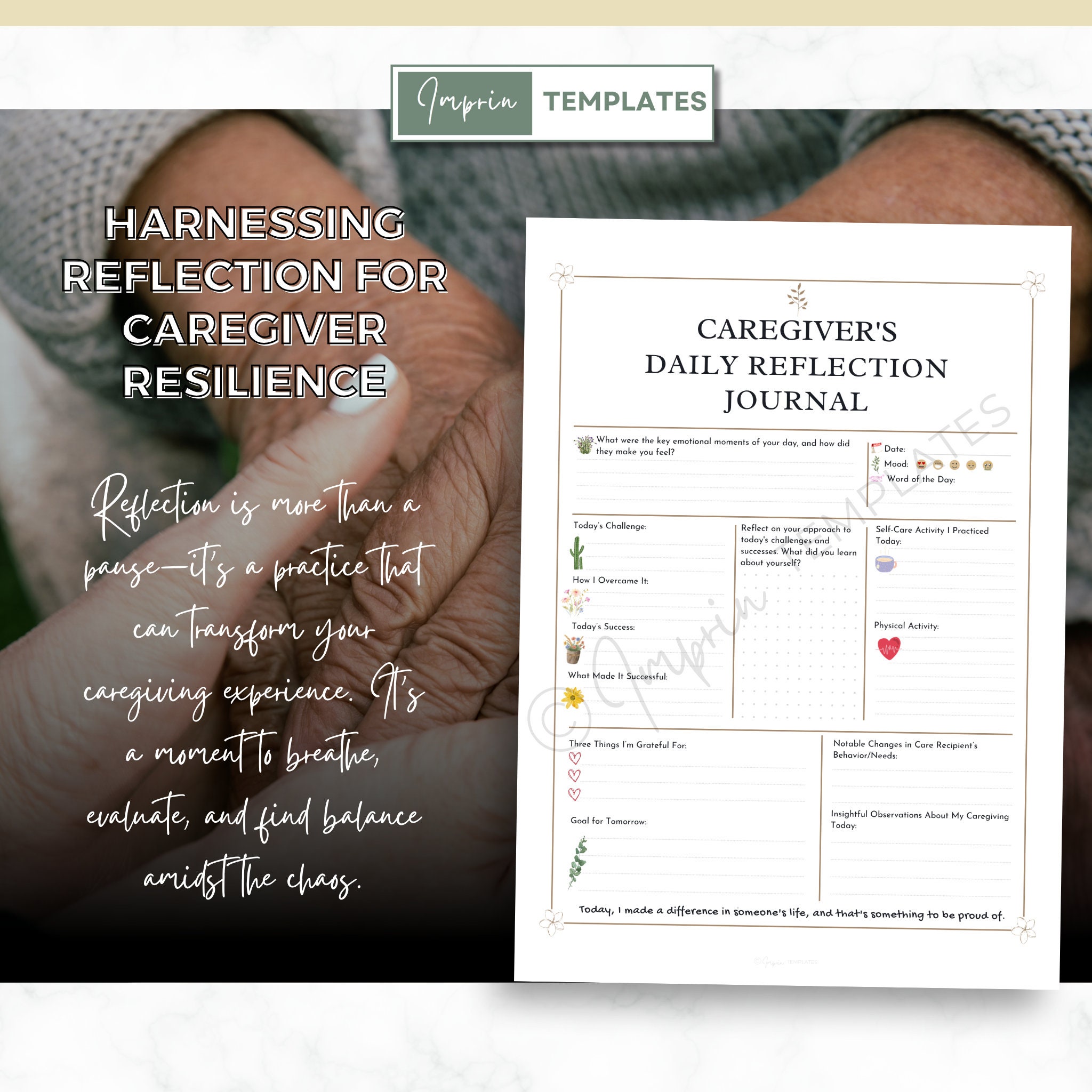 Printable Caregiver Reflection Journal – Daily Emotional Wellness ...