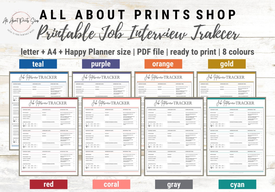Job Interview Tracker Printable, Job Search Tracker | Ready to Print ...