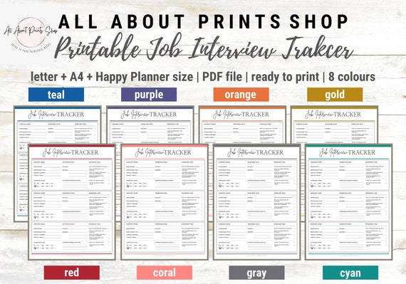 Job Interview Tracker Printable Job Search Tracker Ready to - Etsy