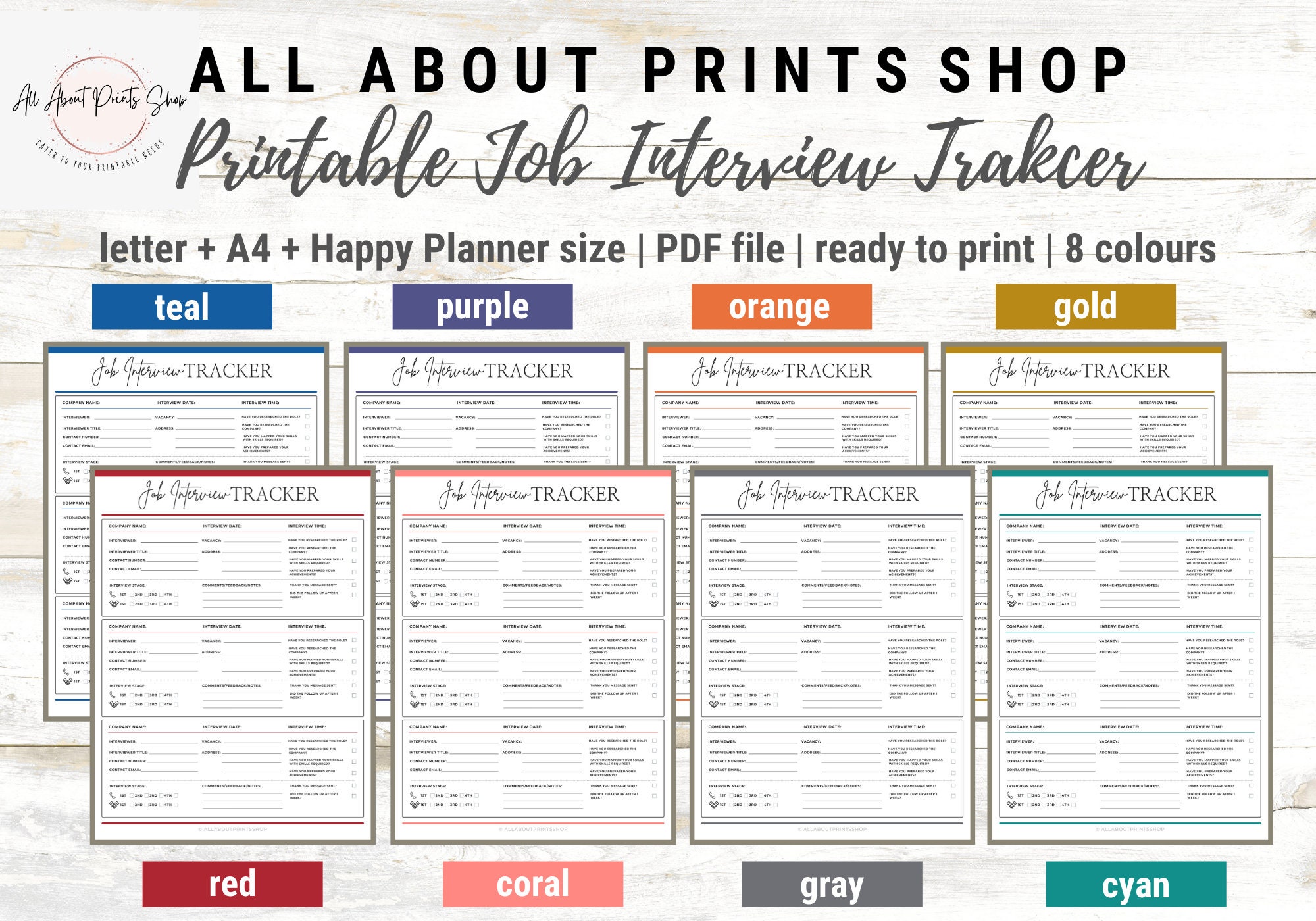 Job Interview Tracker Printable, Job Search Tracker | Ready to Print ...