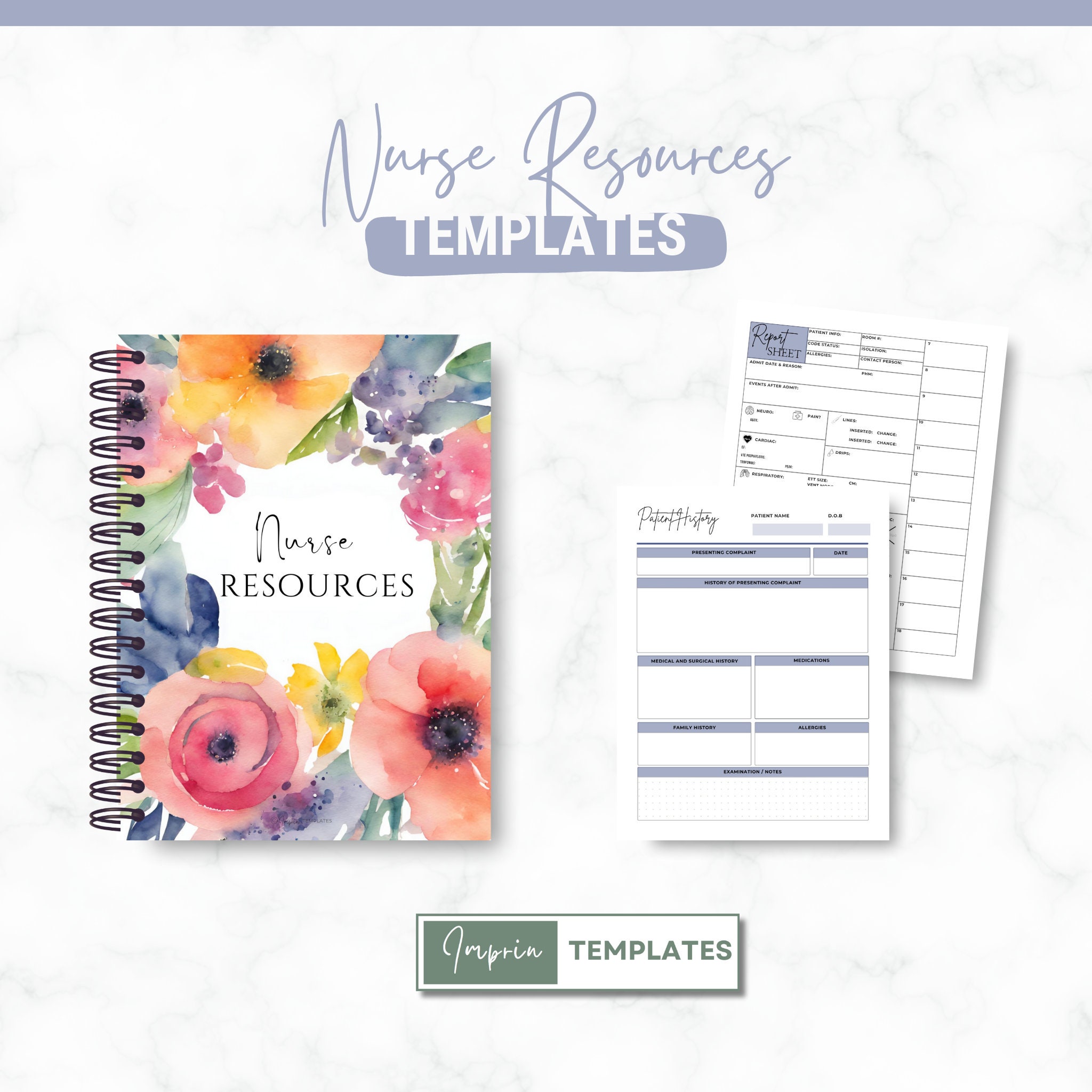 Nurse Planner Printable Vibrant Watercolor Medical Organizer, Nursing ...