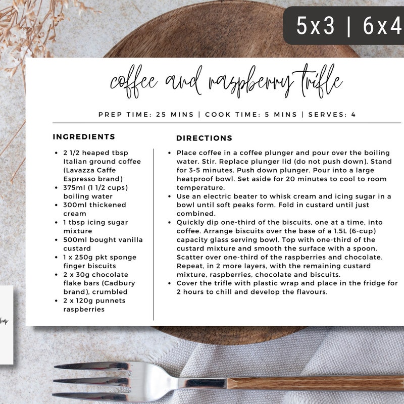 3 X 5 Recipe Cards - Etsy