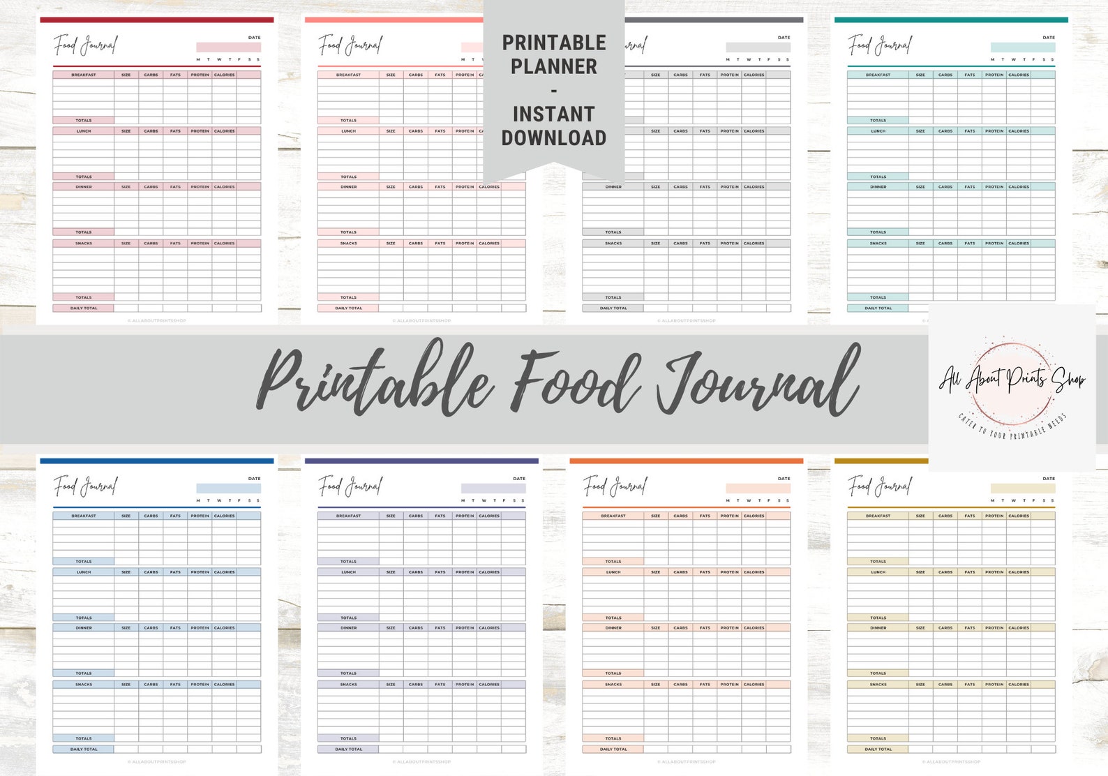 Printable Food Journal | Meal Planner | Health and Wellness Planner ...
