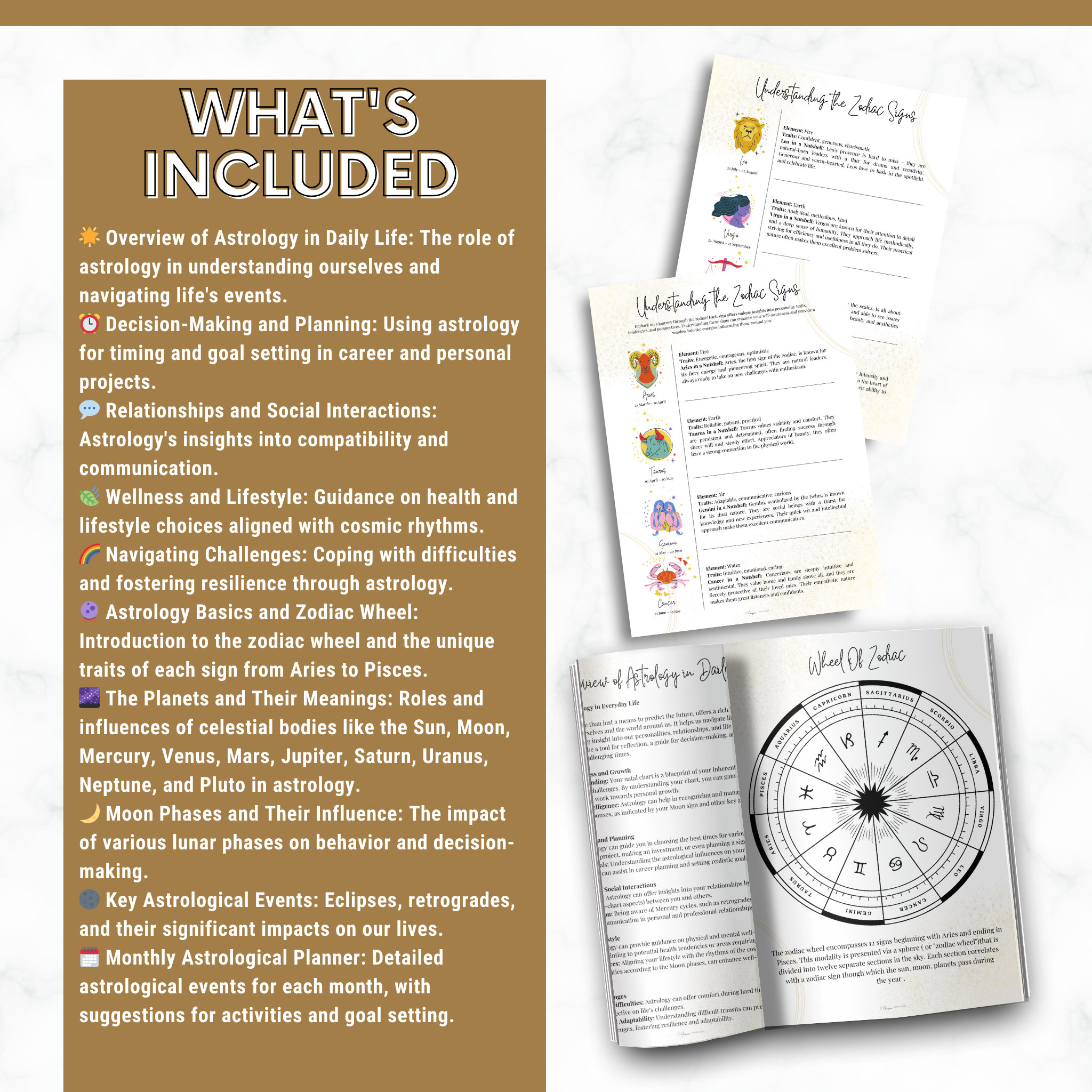 Moon Astrology Planner Printable 4 Sizes letter, A5, A4, Happy Planner Cosmic Guide for ...