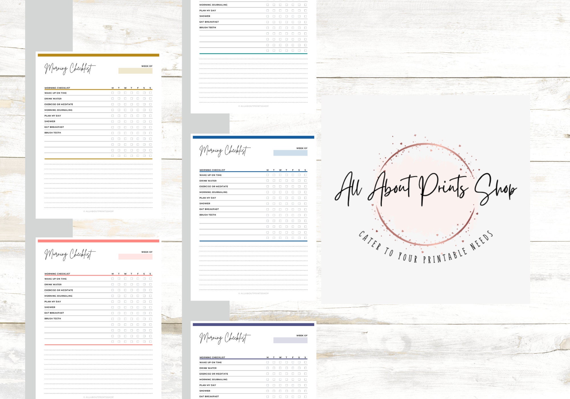 Printable Morning Checklist Day Organizer Daily Routine to Do List ...