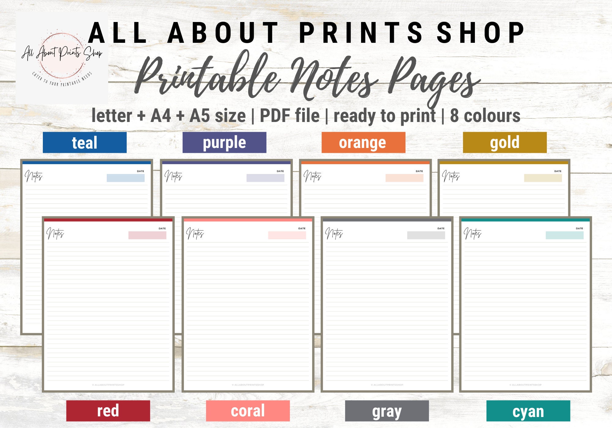 Printable Notes Pages | Note Taking Template | Blank Lined, Dot Grid ...