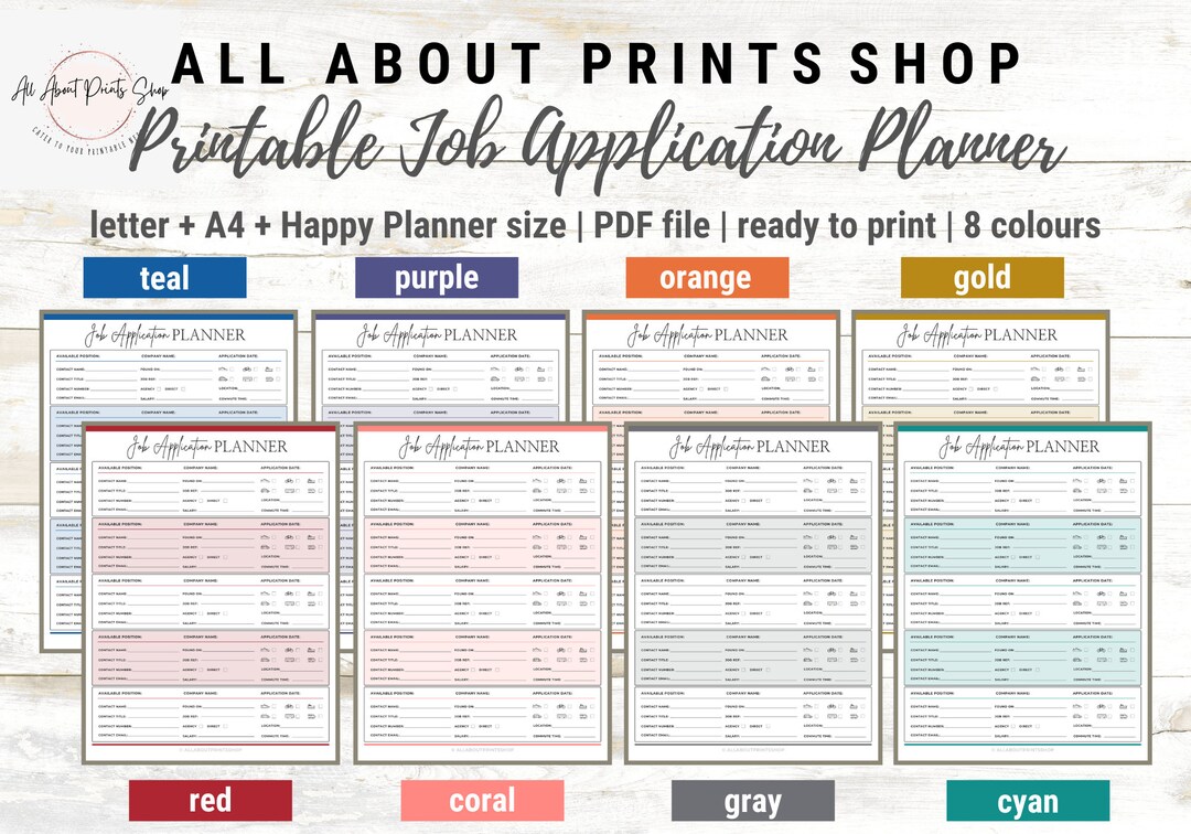 Job Application Planner Printable, Job Search Tracker | Ready to Print ...