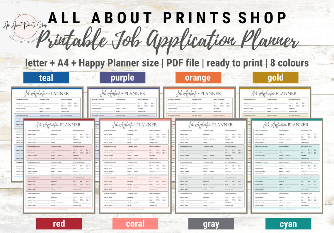 Job Application Planner Printable, Job Search Tracker | Ready to Print ...