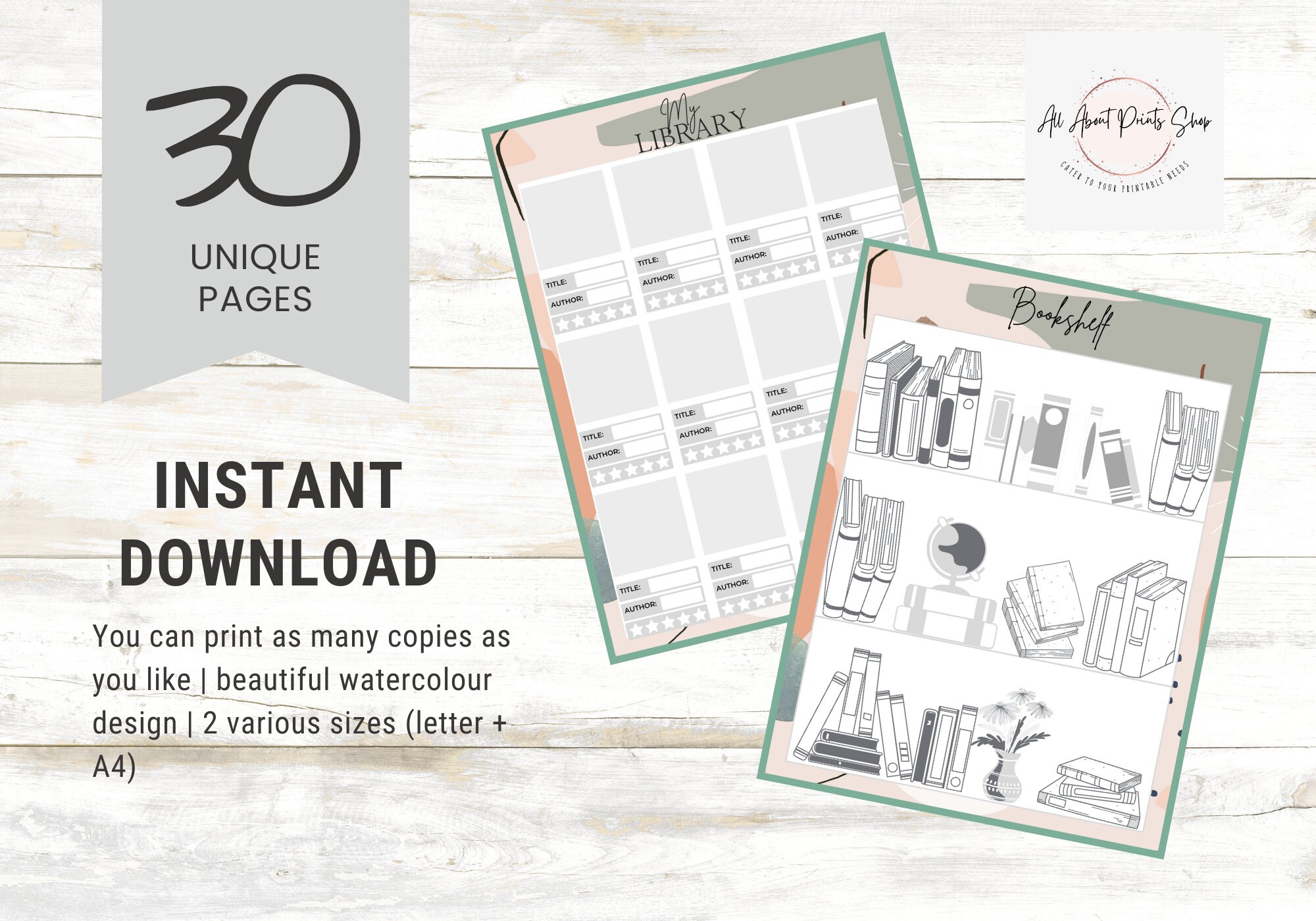 Printable Reading Planner Bundle | Reading Journal Log Book | Book ...