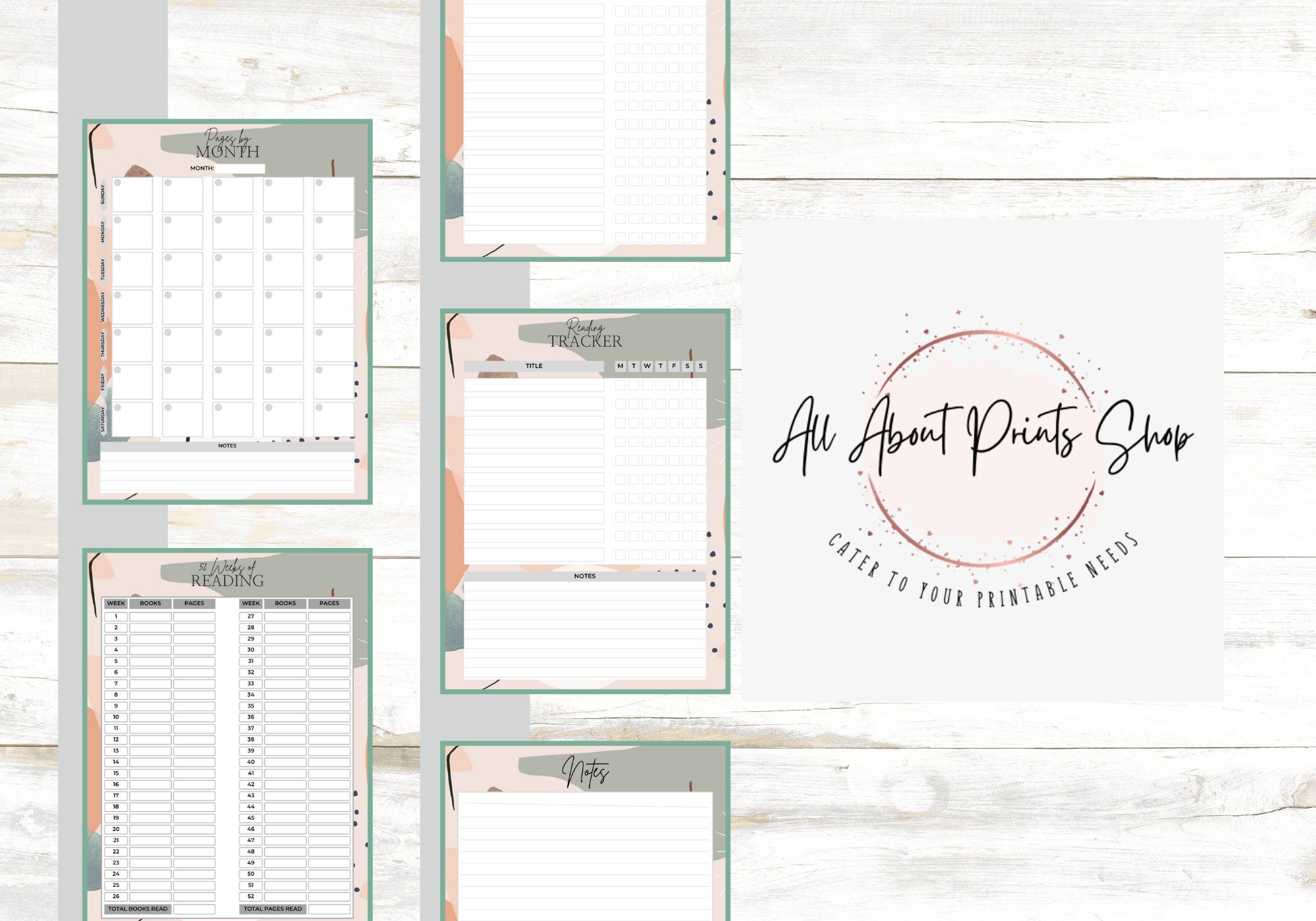 Printable Reading Planner Bundle | Reading Journal Log Book | Book ...
