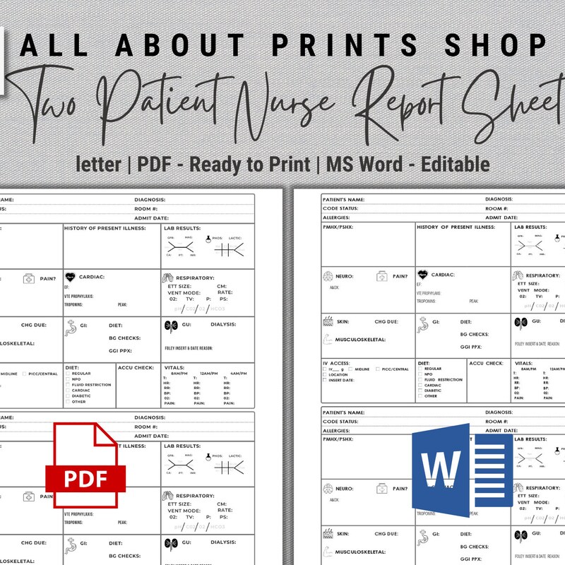 Sbar Nurse Report Sheet - Etsy